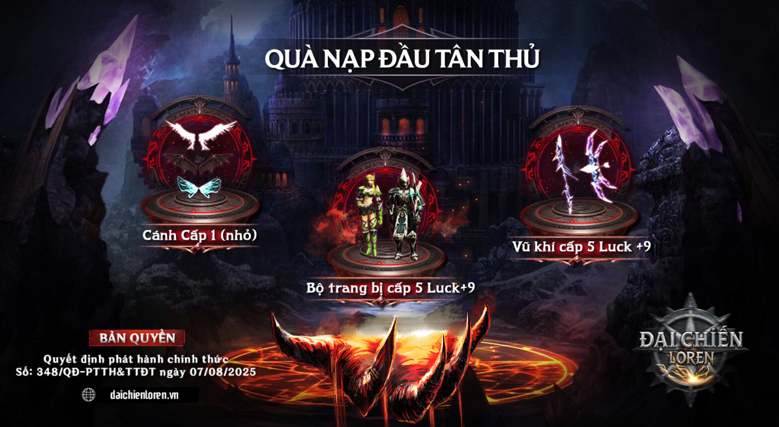 ƯU ĐÃI QUÀ NẠP ĐẦU – MÁY CHỦ LOREN 1 - Đại Chiến Loren